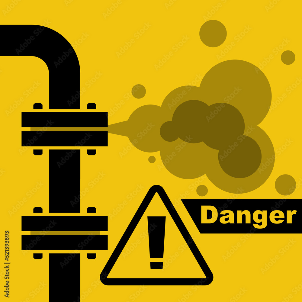 Gas leak. Breakdown pipelines. Danger concept. Warning template. Vector ... Gas leak. Breakdown pipelines. Danger concept. Warning template. Vector ...