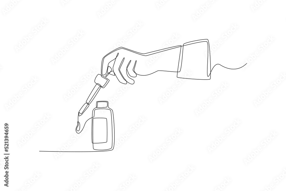 Vetor De Continuous One Line Drawing Hand With A Dropper Take A Drop Of Serum In A Vial Skin