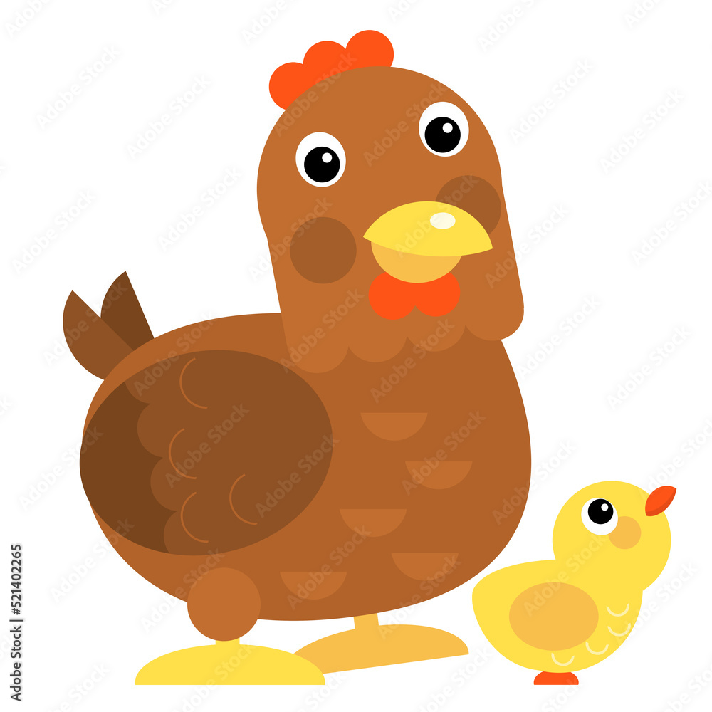 Cartoon chicken hen standing looking illustration Stock Illustration ...