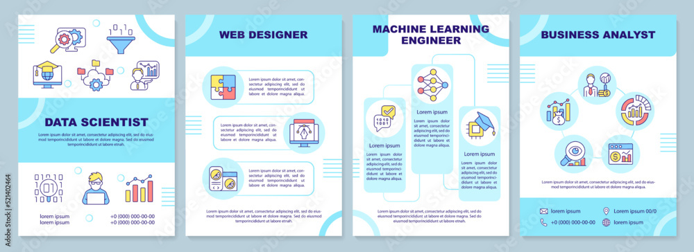 Trendy professions brochure template. Popular jobs. Leaflet design with ...