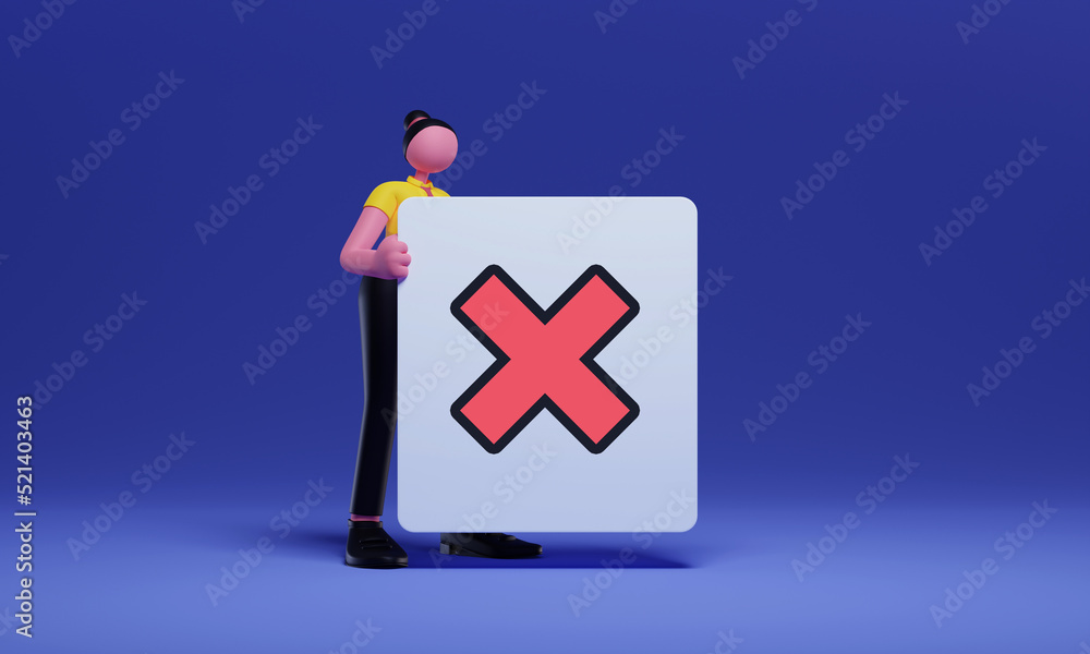 Red cross bad negative sign, mistake, symbol - 3d professional business ...