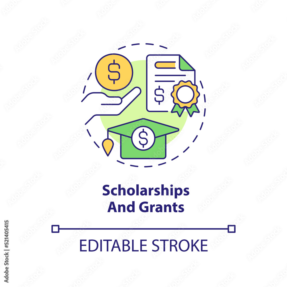 Scholarships and grants concept icon. Financial aid for education ...