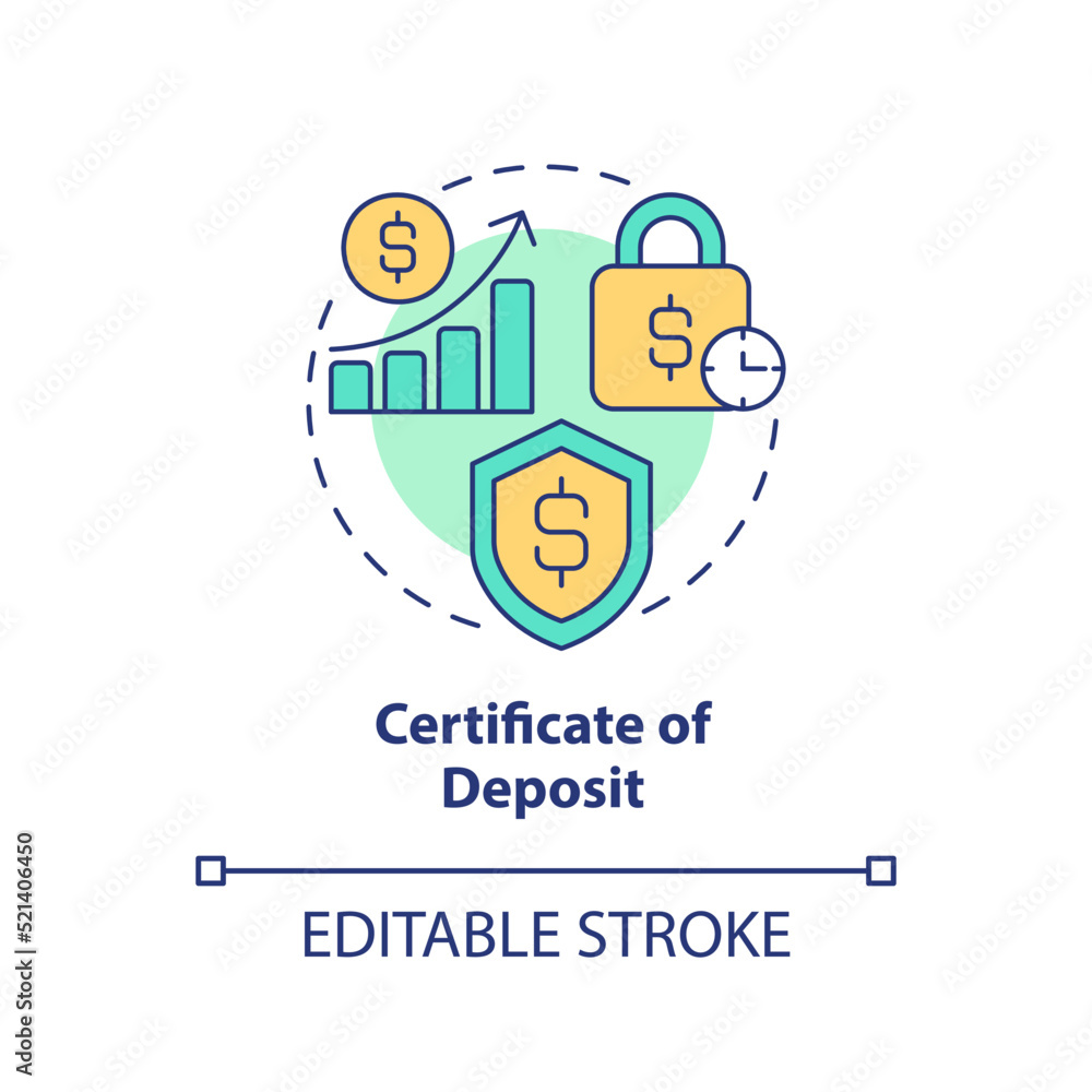 Certificate of deposit concept icon. Financial safety. Saving accounts ...