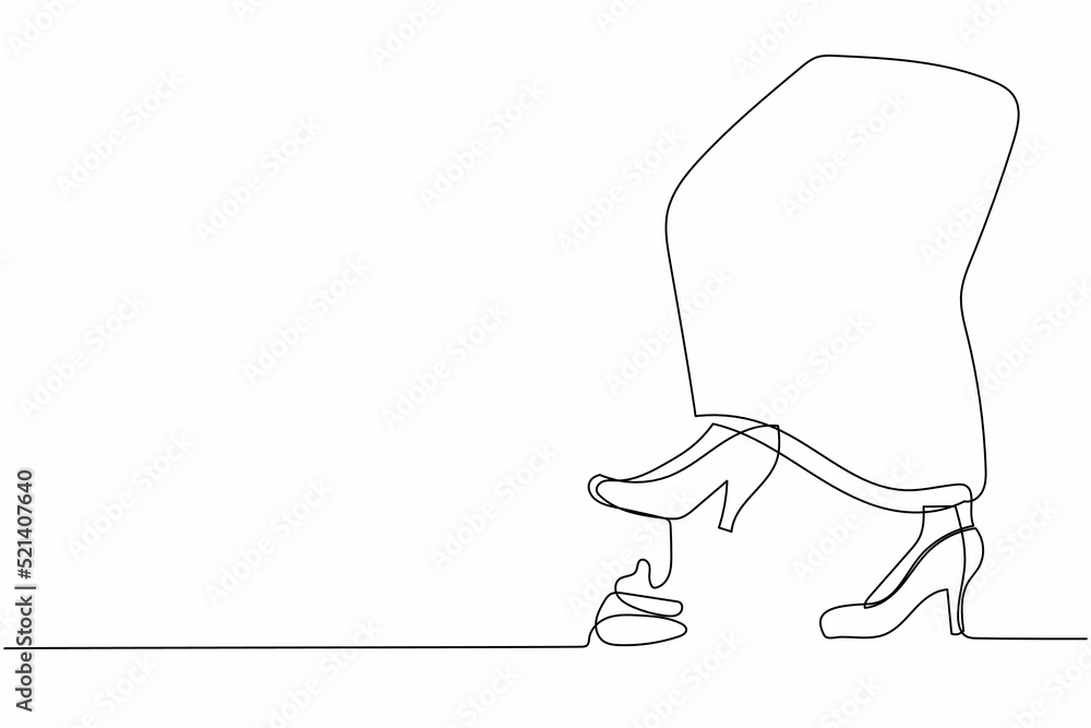 Continuous one line drawing Arab businesswoman feet stepping into a ...