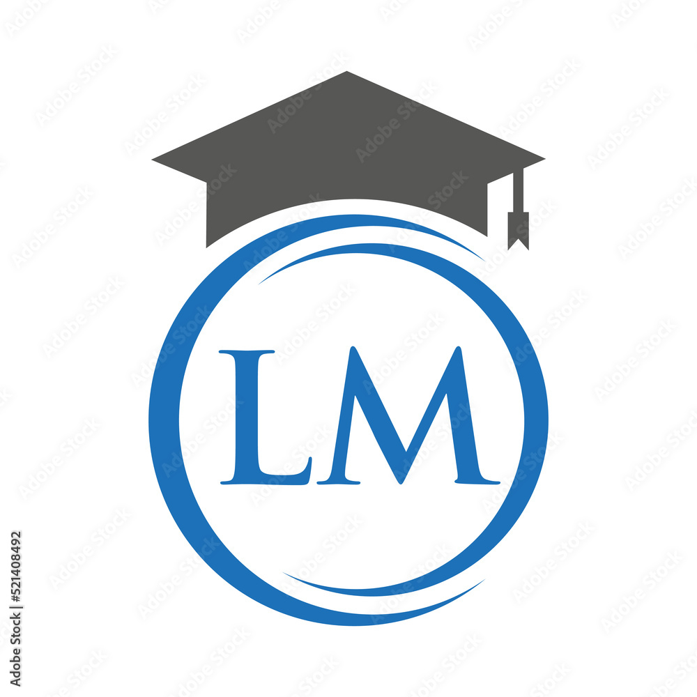 Letter LM Education Logo Concept With Educational Graduation Hat Vector ...