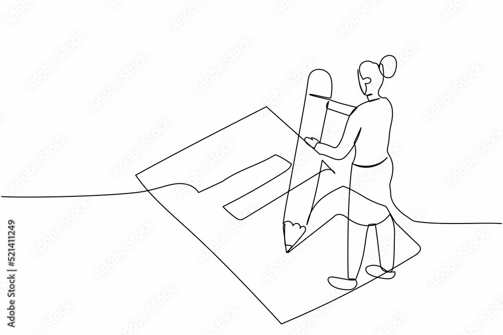 Continuous one line drawing businesswoman filled out questionnaire on ...