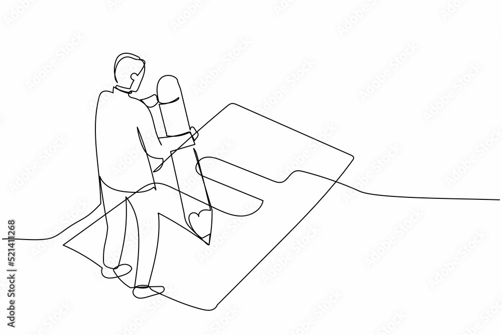 Single continuous line drawing businessman filled out questionnaire on ...