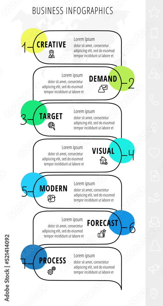 Vector infographic thin line. Speech bubbles design label with icons ...