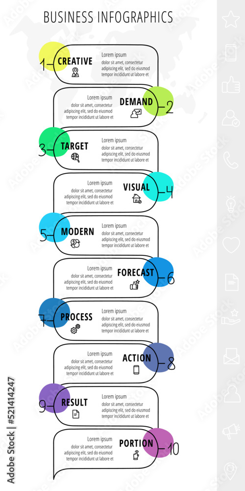 Vector infographic thin line. Speech bubbles design label with icons ...