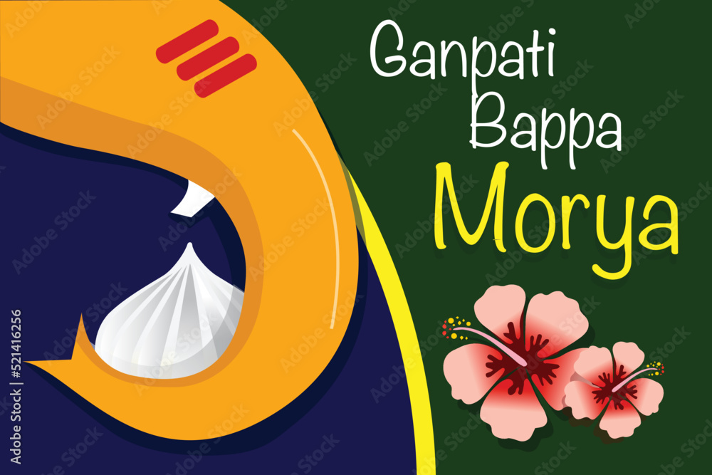 Illustration of Lord Ganpati modak hibiscus flower background for ...
