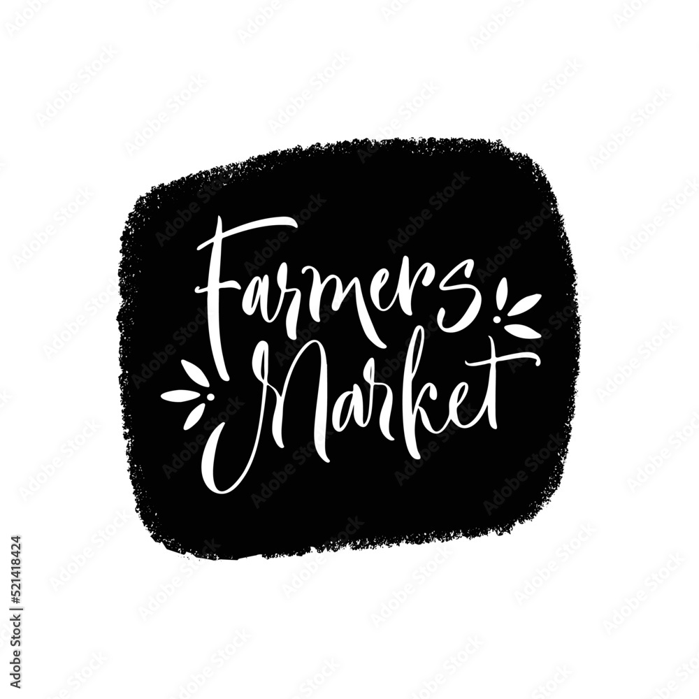 Farmers Market hand drawn brush modern calligraphy. Handwritten ...