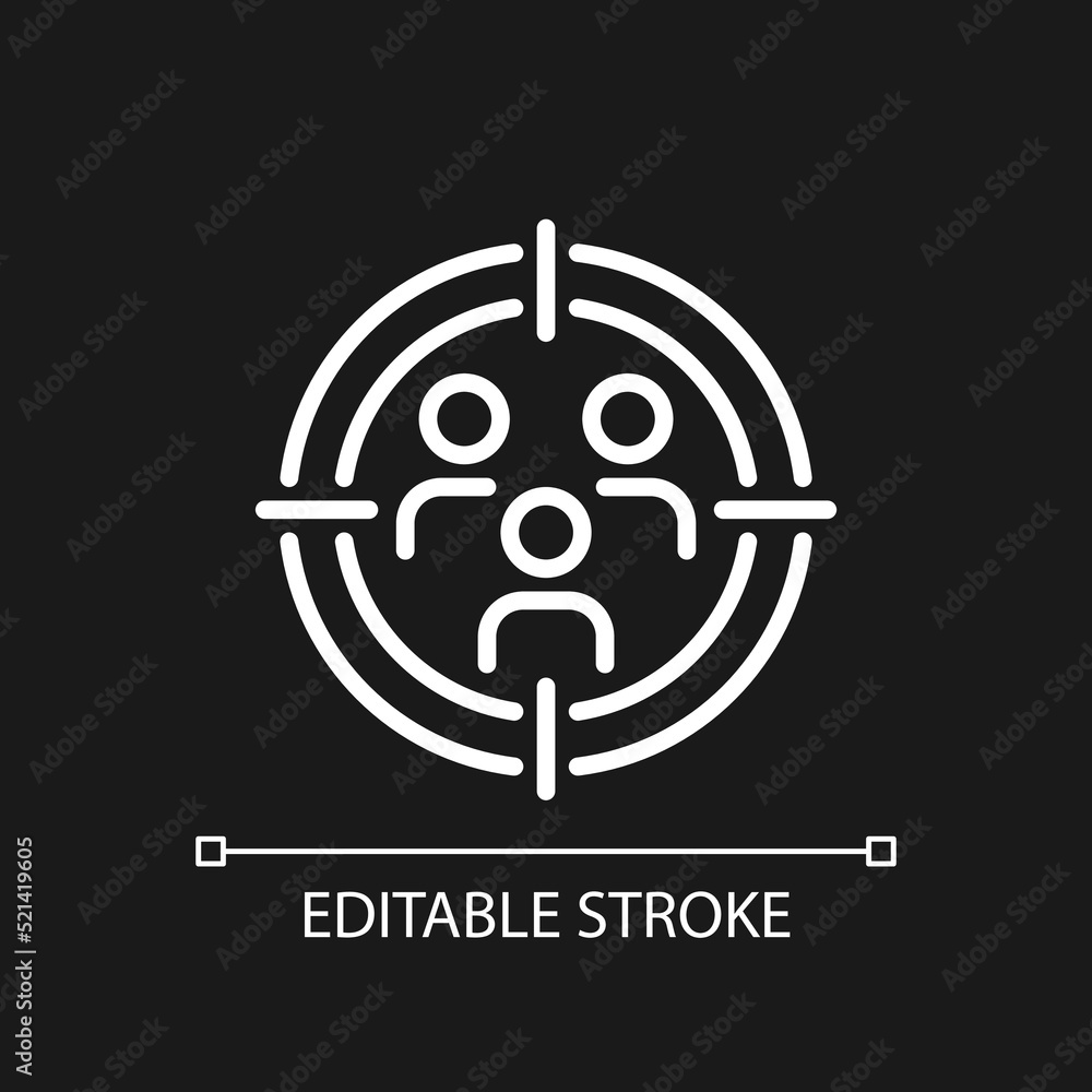 Target audience pixel perfect white linear icon for dark theme ...