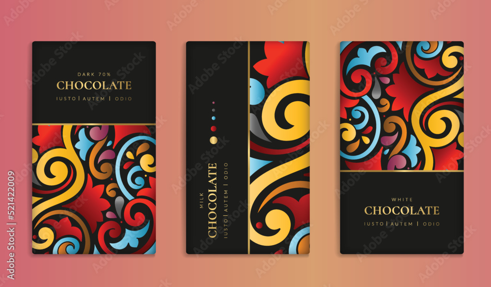 Abstract packaging design of chocolate bars. Vector ornament template ...