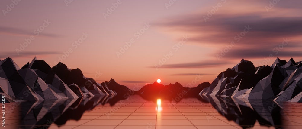 concept of synthwave retro black grid background. 80s synthwave styled ...