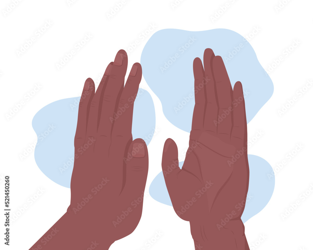 Slapping hands 2D vector isolated illustration. High five flat hand ...