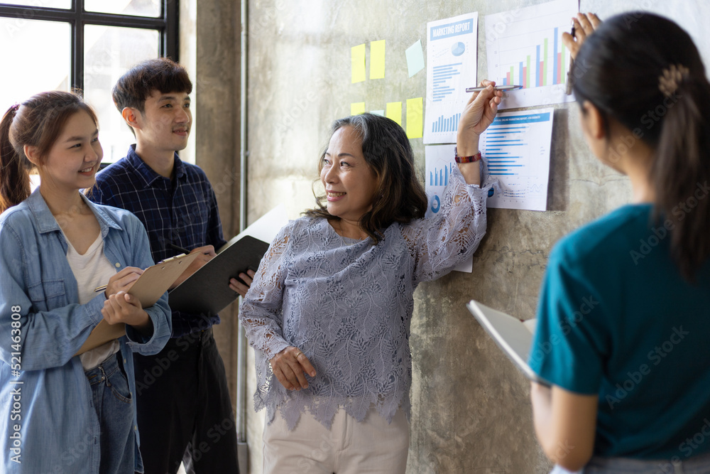 Colleague working together in meeting room, brainstorming group of people working concept ...