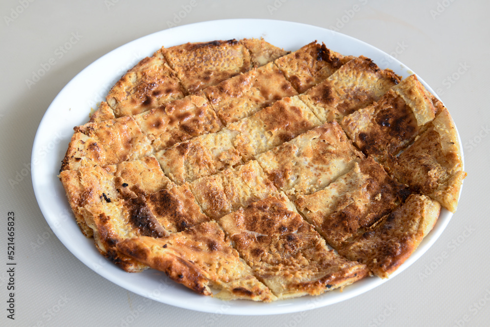 Turkish pita with minced cubed meat and cheese (Turkish name: Kiyma ...