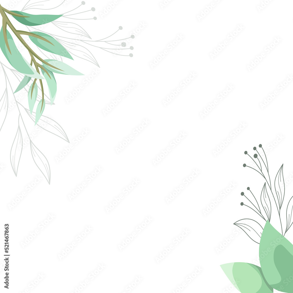 leaves greenery frame border for social media post template, greeting ...