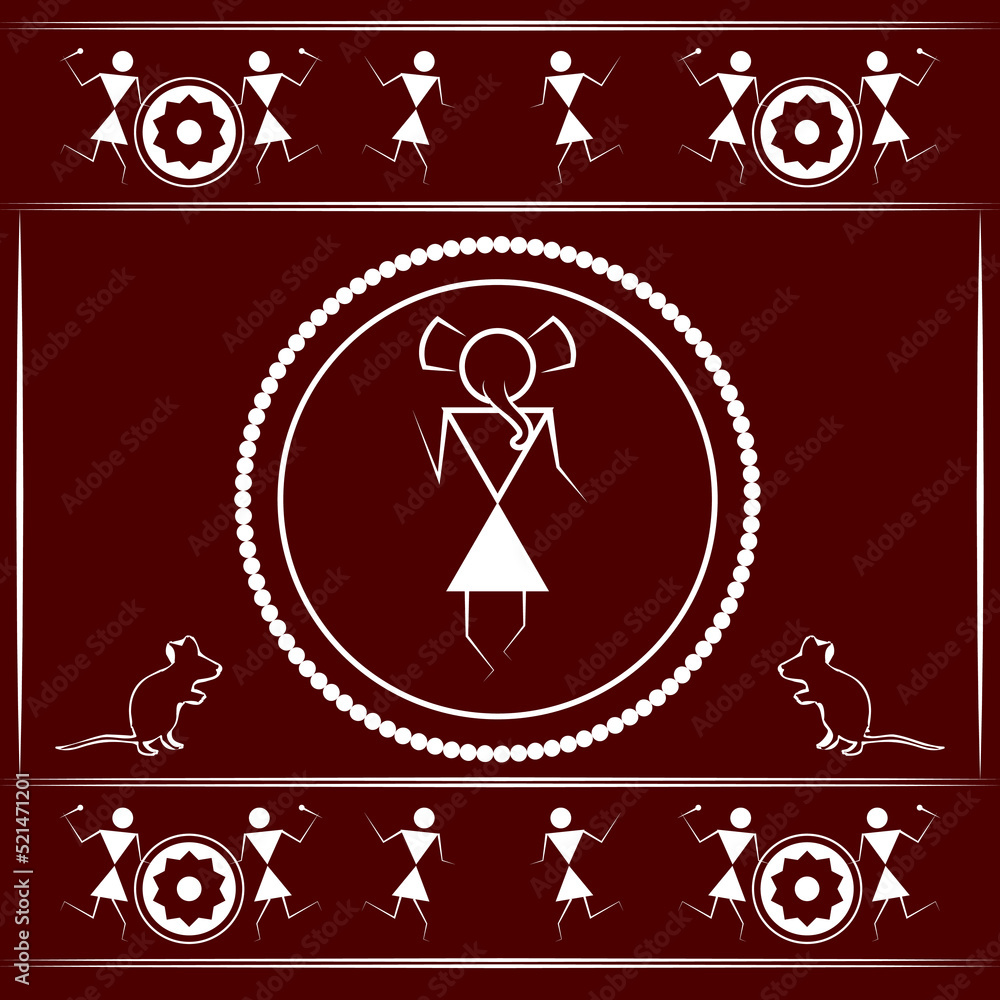 Warli art, Doodle art or sketch vector illustration on Indian festival ...