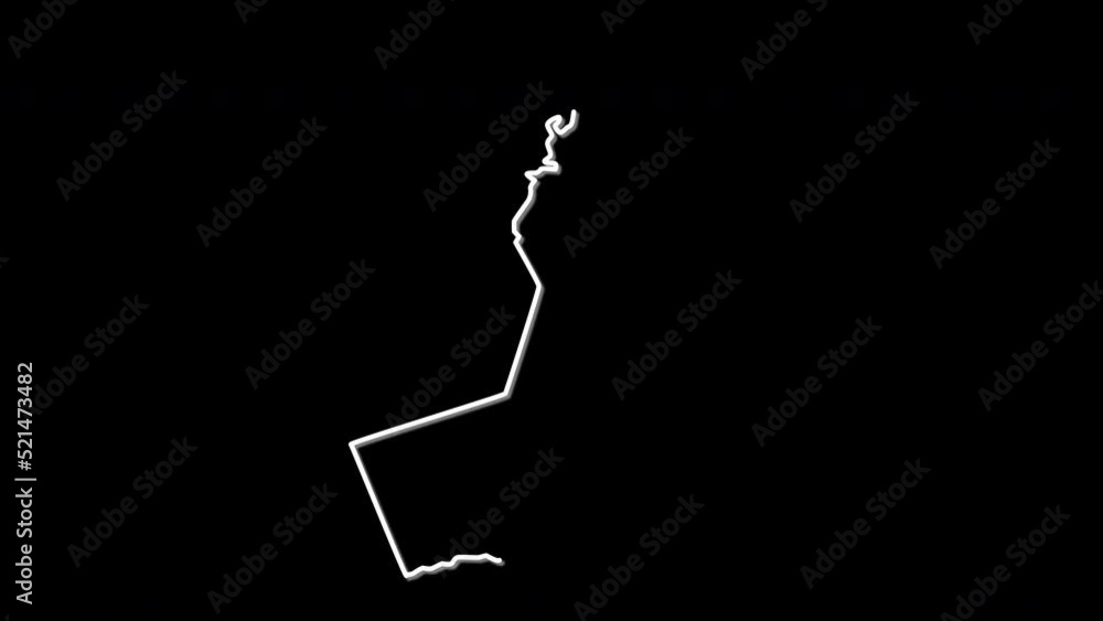 Oman map, country territory outline self drawing animation. Line art ...