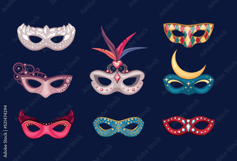 venetian mask. carnival mystery masked faces holiday decoration for ...