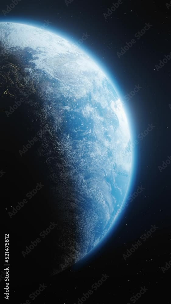 Vertical 3d illustration of the planet Earth from space Stock Video ...