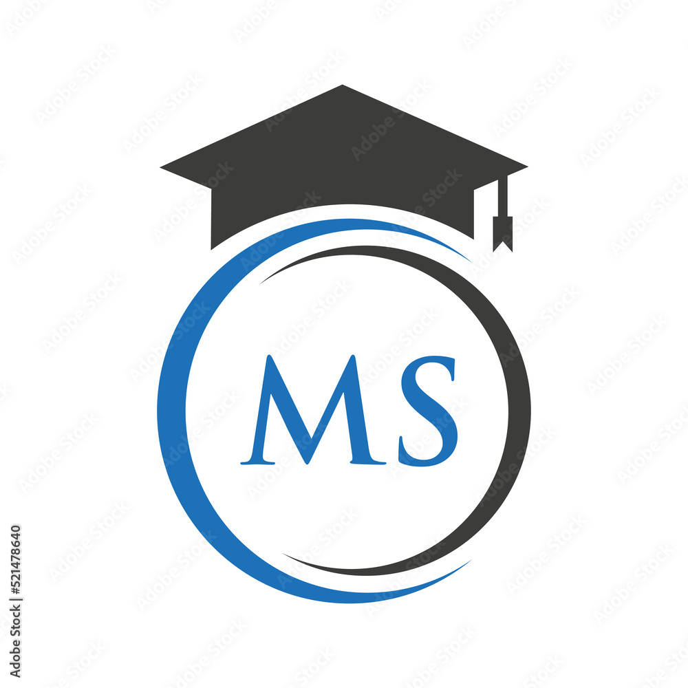 Letter MS Education Logo Concept With Educational Graduation Hat Vector ...