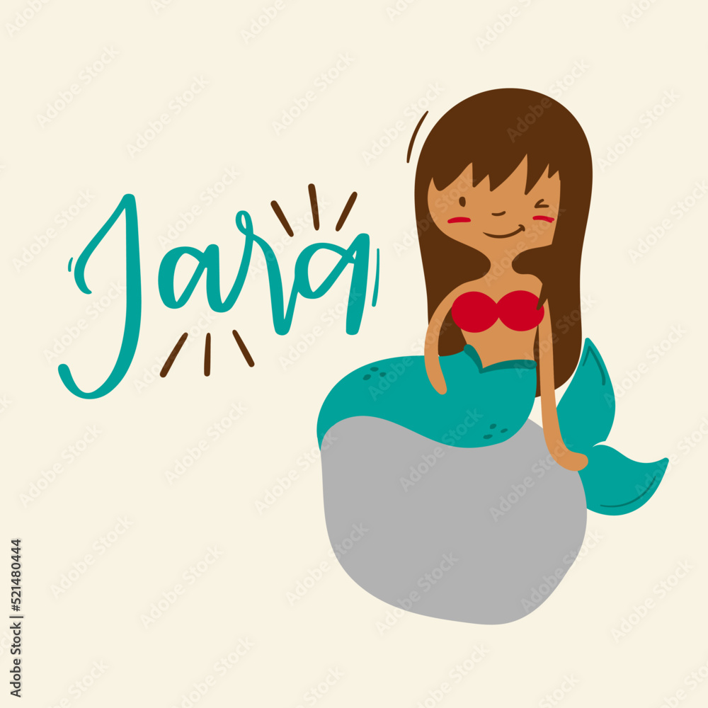 Vetor de Iara. Fantastic Mermaid Creature of Brazilian Folklore ...