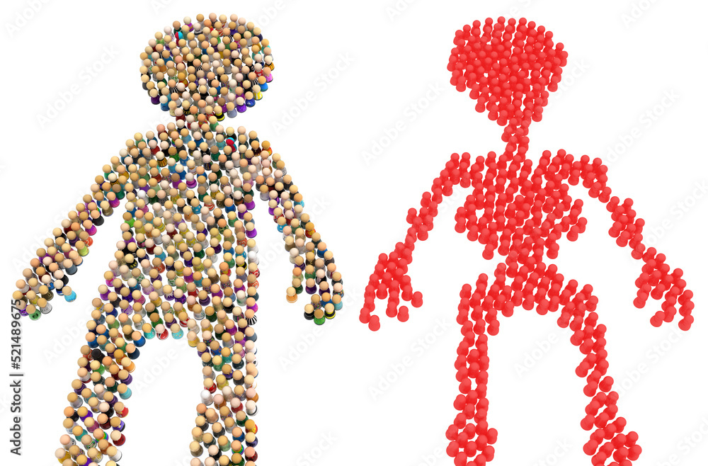 Cartoon Crowd Figure, Red Skeleton Stock Illustration | Adobe Stock