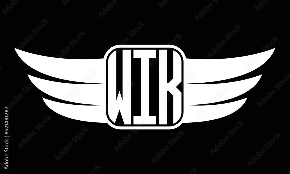 WIK three-letter Wing logo design. flying Vector template Stock Vector ...