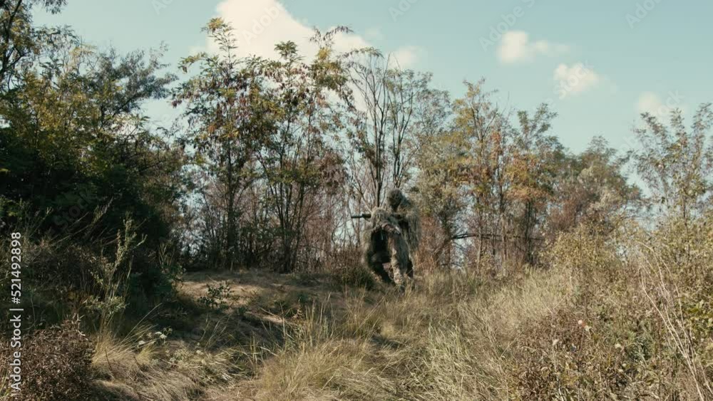 Special forces soldiers, snipers in camouflage clothes on anti ...