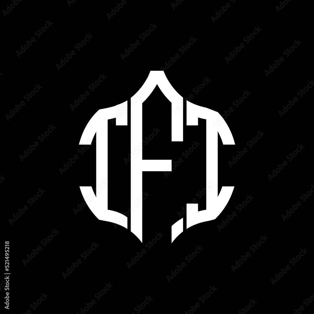 TFI letter logo. TFI best black background vector image. TFI Monogram ...