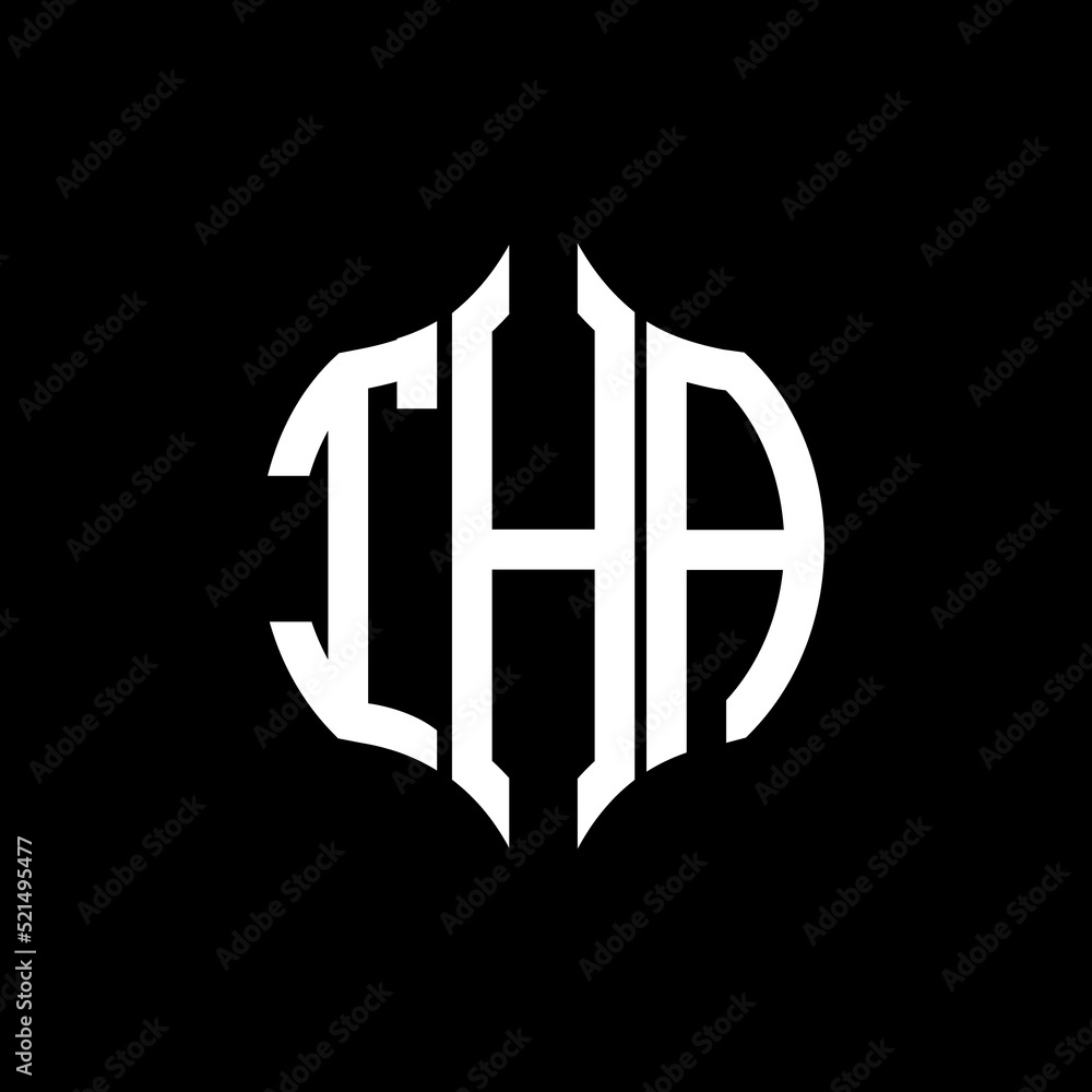 THA letter logo. THA best black background vector image. THA Monogram ...
