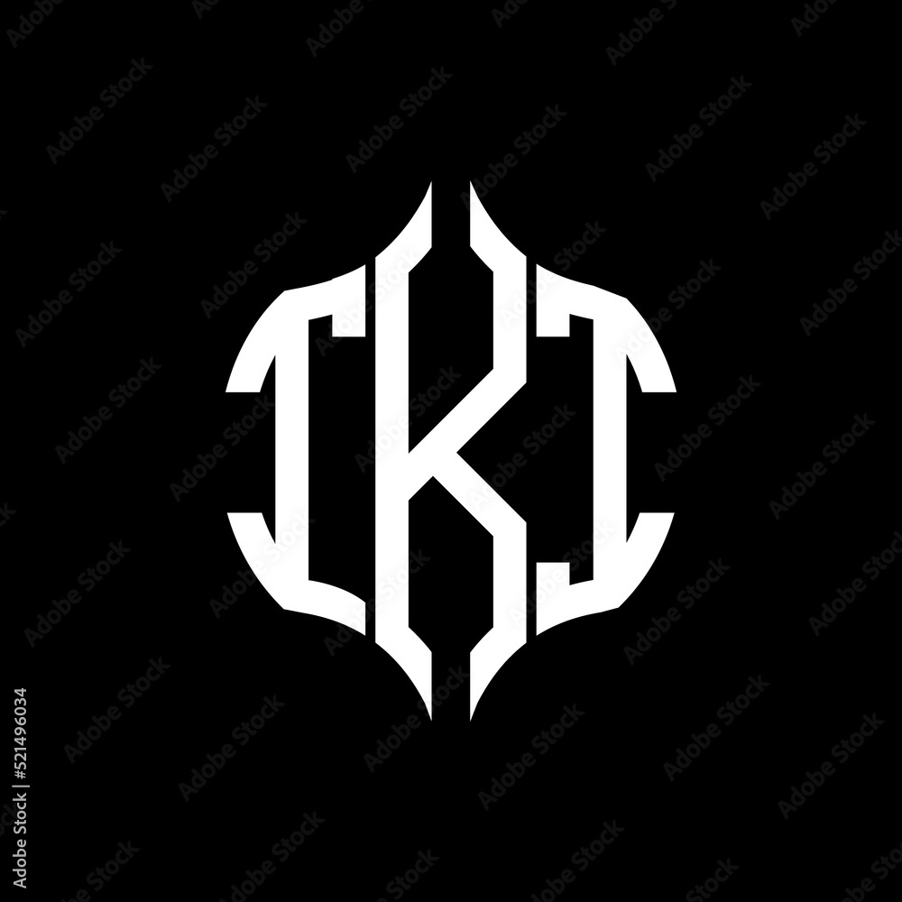 TKI letter logo. TKI best black background vector image. TKI Monogram ...