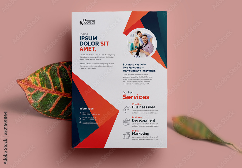Minimal Red Flyer Template Layout Stock Template | Adobe Stock