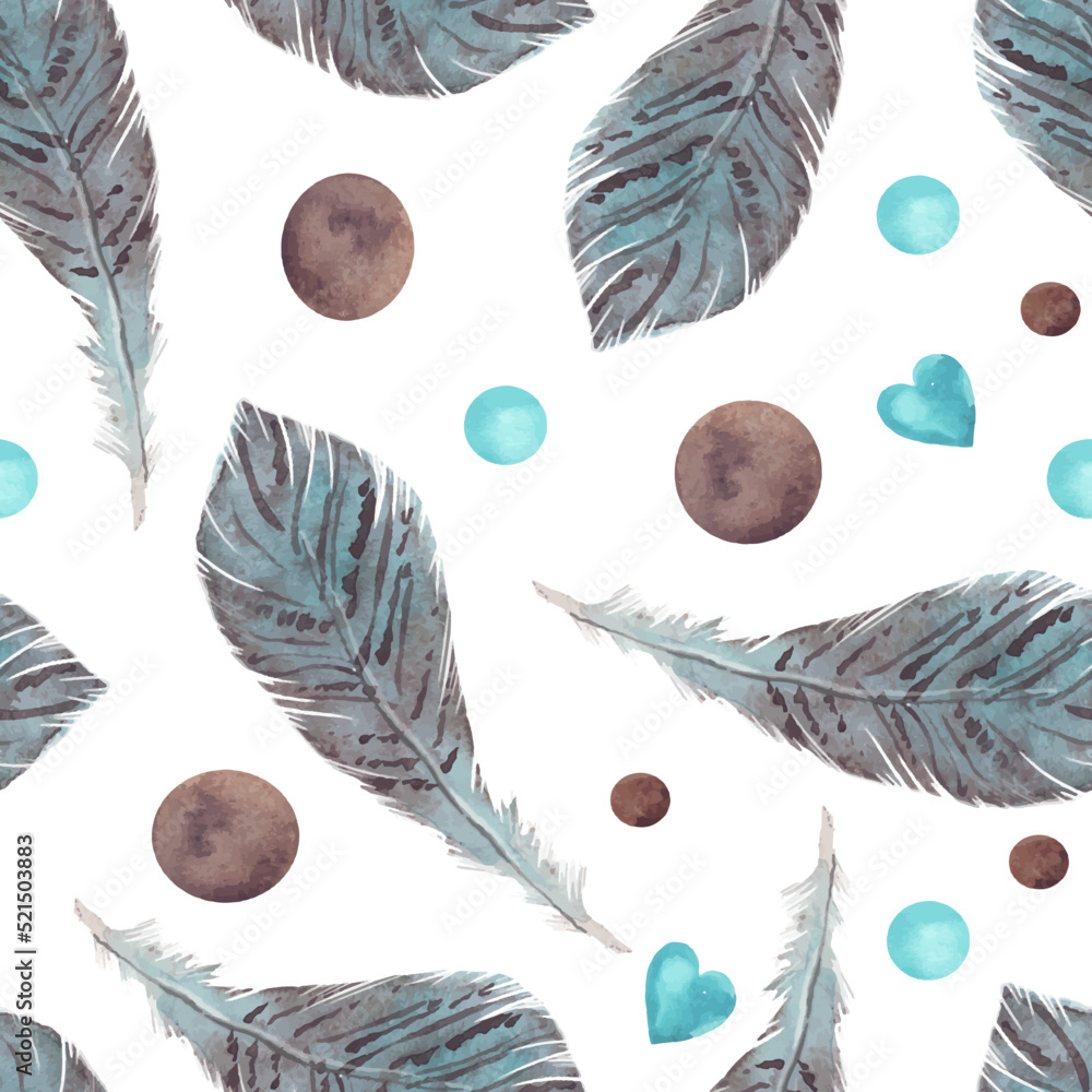 bird feather watercolor vector illustration for graphic design pattern ...