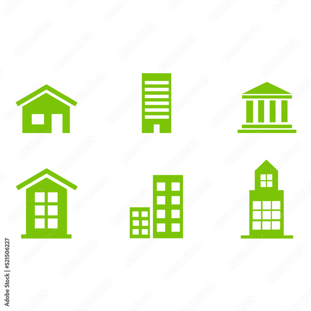 green building icon or symbol set design Stock Vector | Adobe Stock