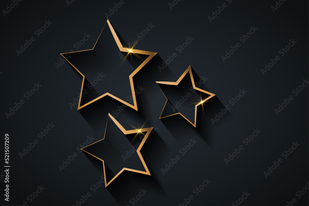 Gold STAR AWARD template. Giving Ceremony. Golden stars prize concept ...