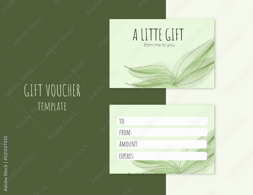 Green gift card template. Great design for any purposes. Modern style ...