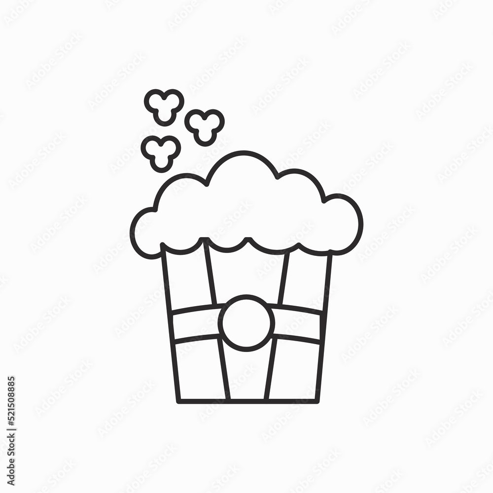 Popcorn line icon. Pop corn, bucket, box. Cinema concept. Vector ...
