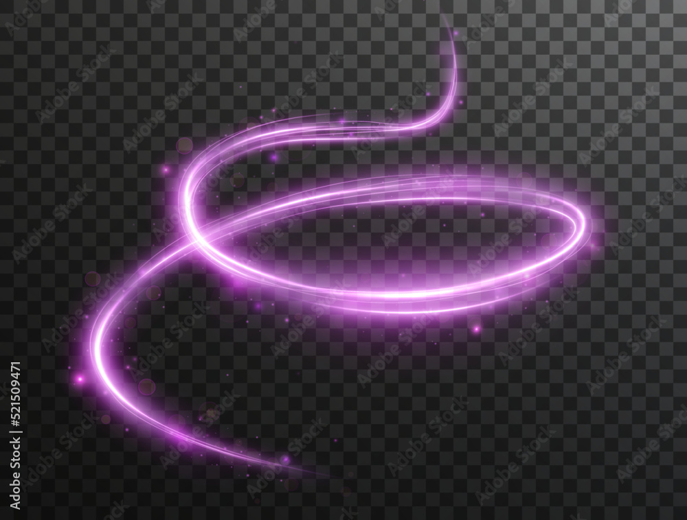 Light pink Twirl. Curve light effect of pink line. Luminous pink circle ...