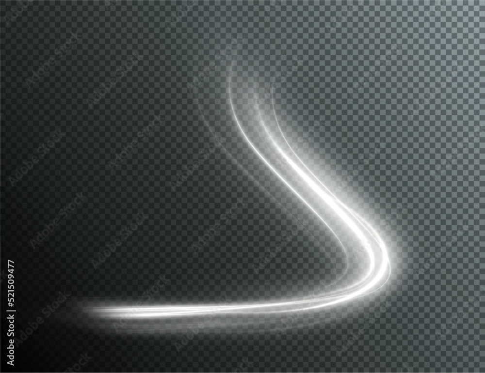 Light white Twirl. Curve light effect of white line. Luminous white ...