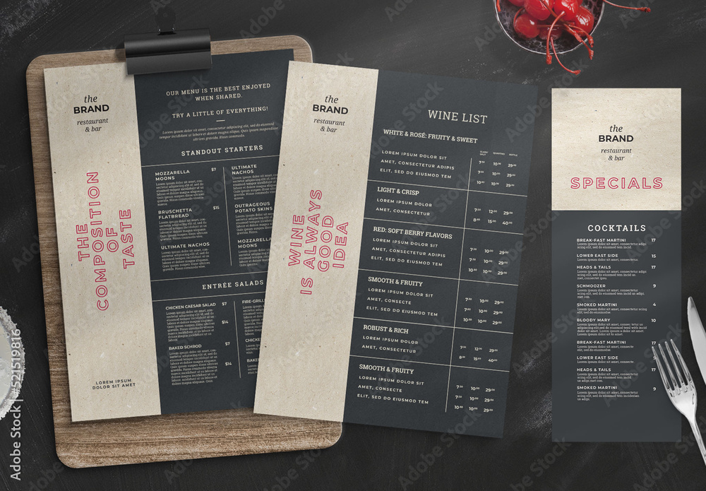 Restaurant Menu Layout with Black Chalkboard Style Stock Template ...