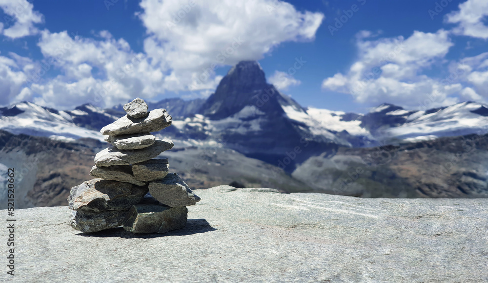 Stack of stones on top of the mountain. Pile of rocks stone and ...