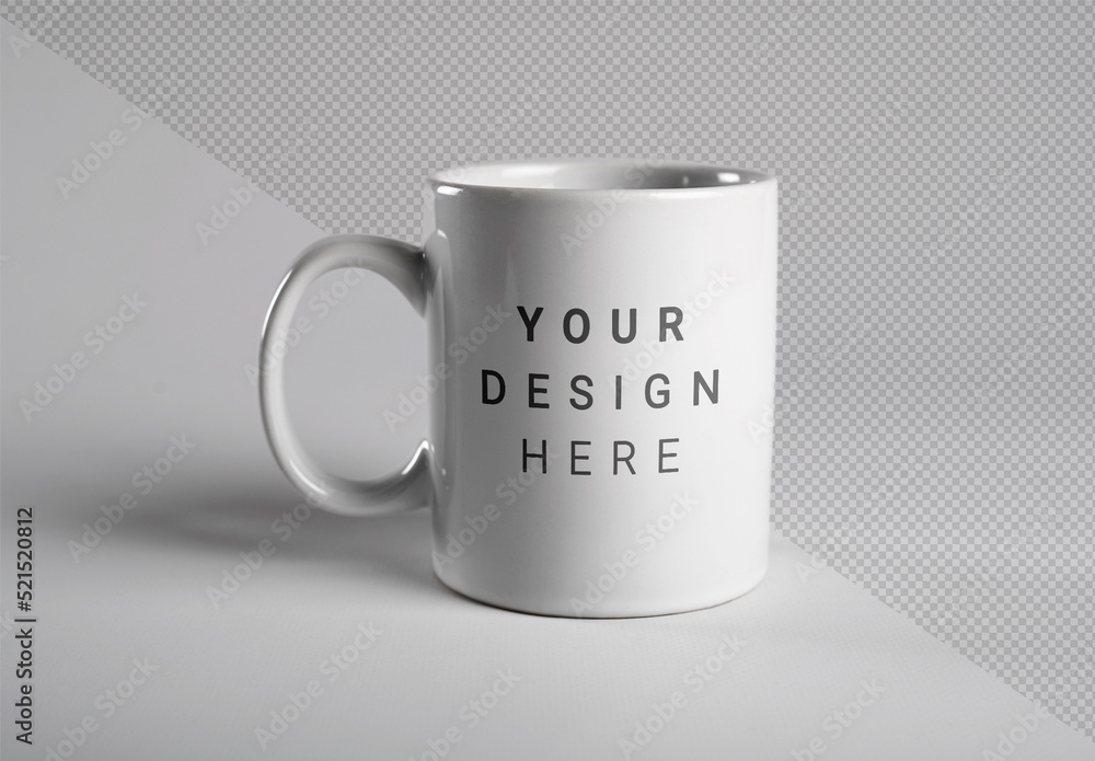 Editable Ceramic White Tea Mug for Hot Beverage with Handle on ...