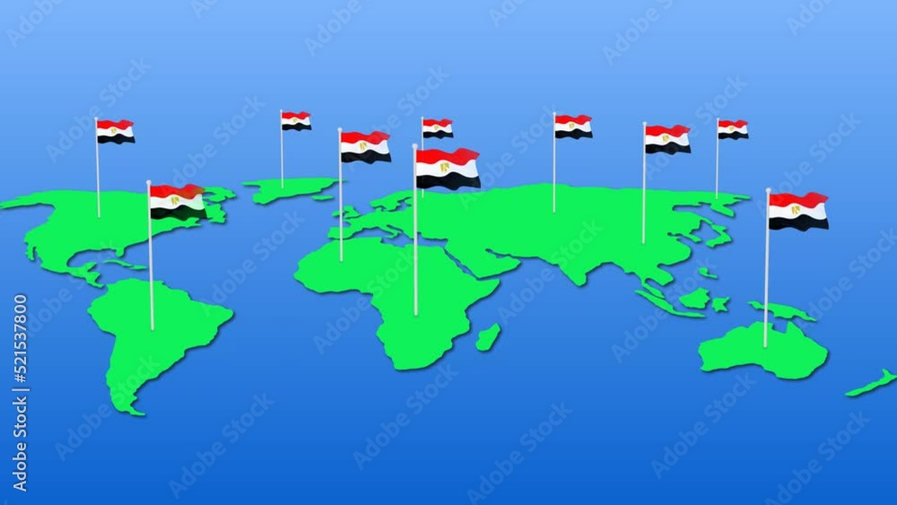 Flag of egypt around the world flying wave animation, National flag ...