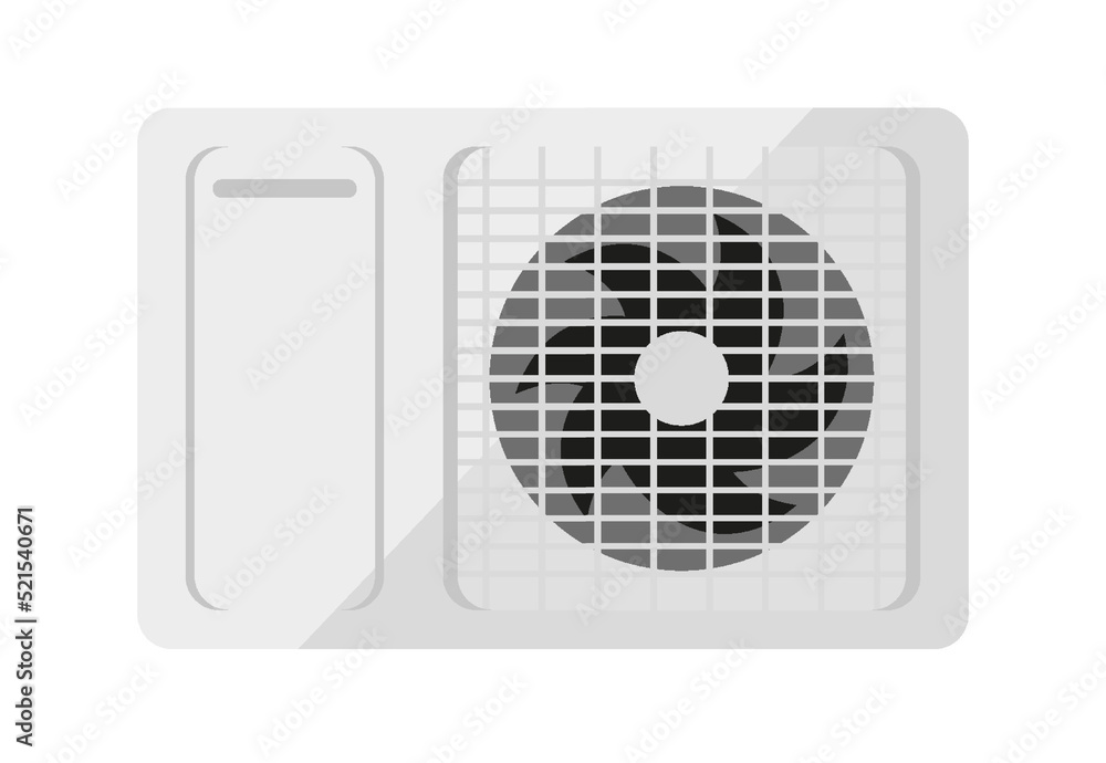 Outdoor unit air conditioner equipment white flat. Split ventilation ...