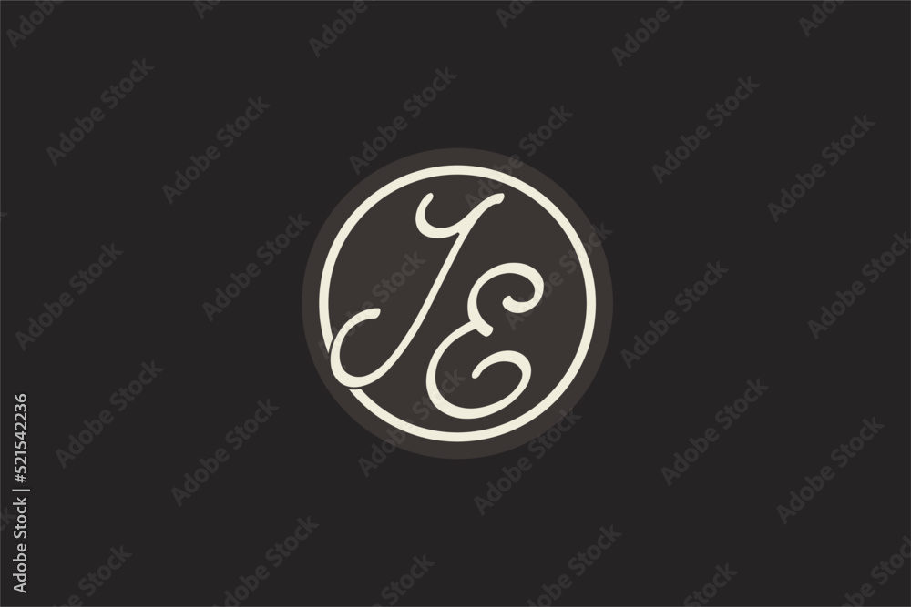 Initial letter JE monogram logo with simple and creative cirle line ...