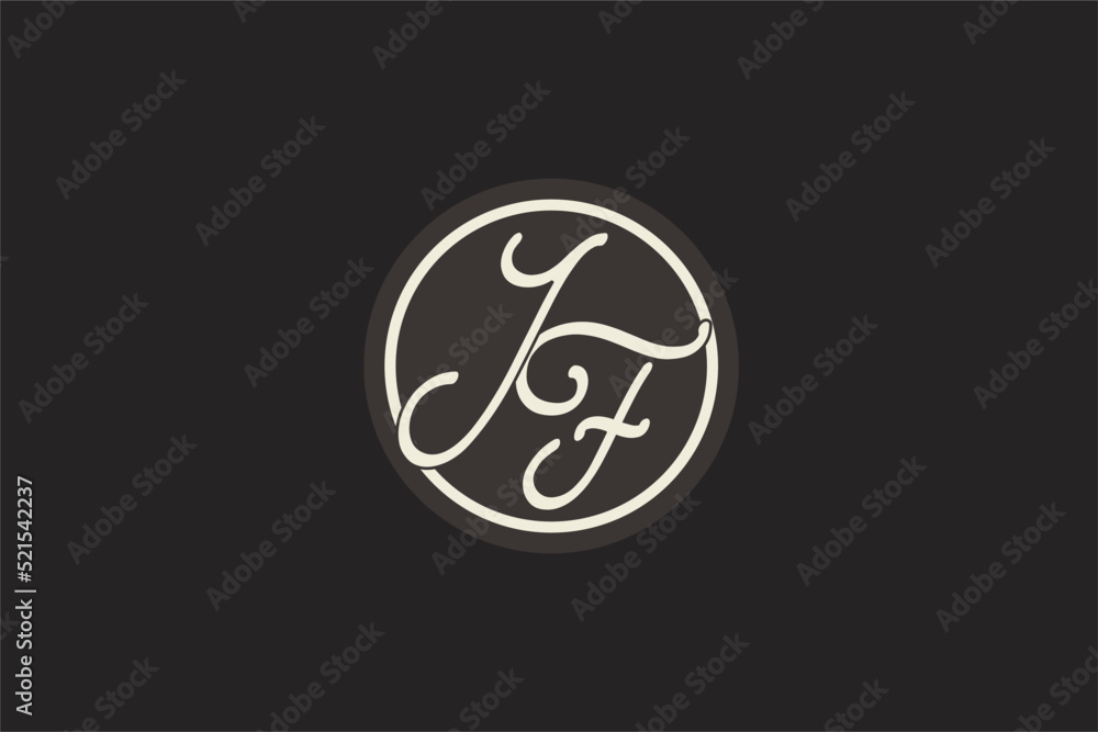 Initial letter JF monogram logo with simple and creative cirle line design ideas Stock Vector ...