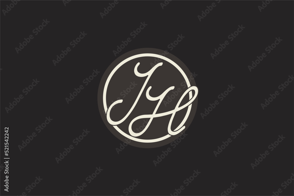 Initial letter JH monogram logo with simple and creative cirle line ...